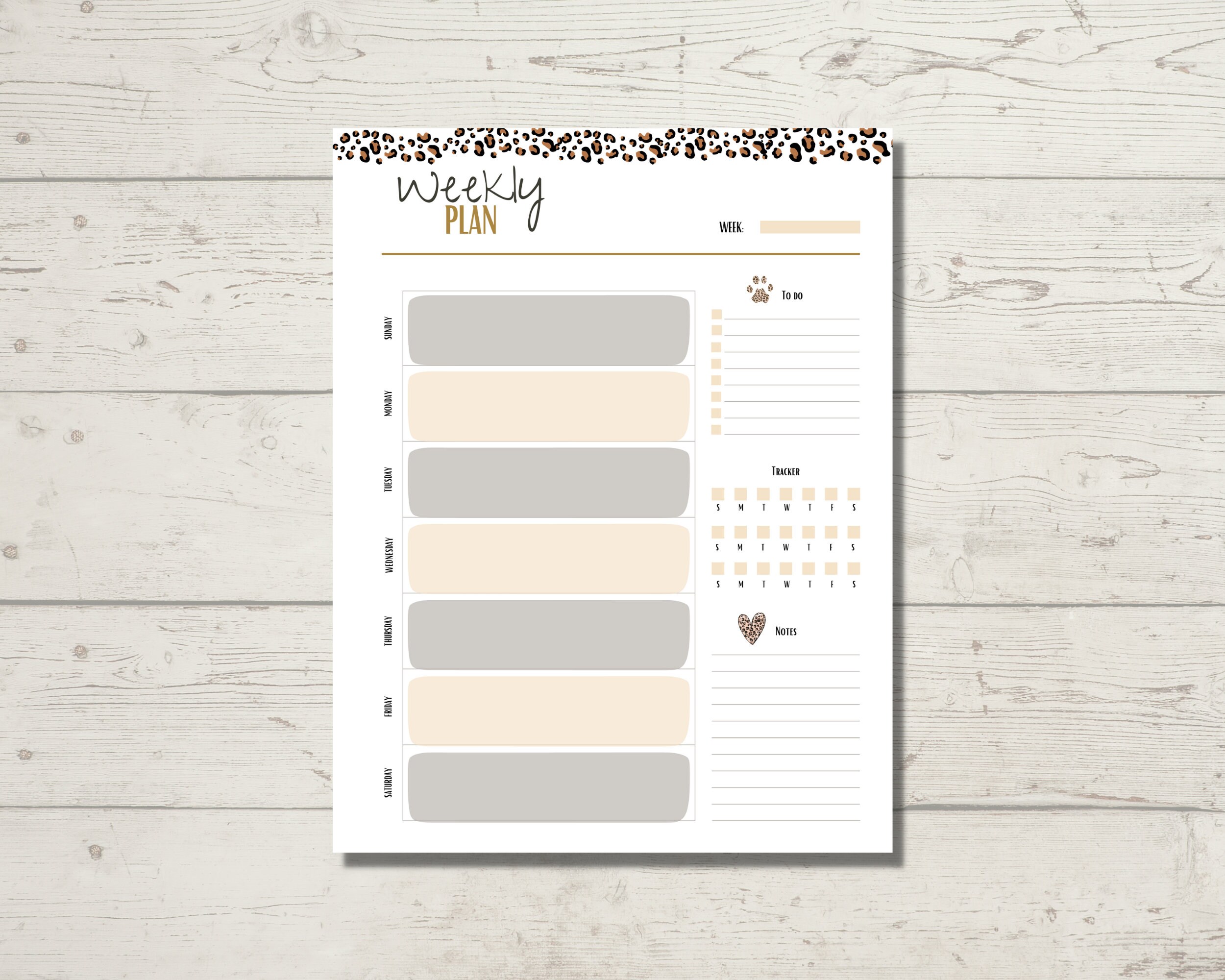 Printable Leopard Daily Weekly Monthly Planner Sheets A4,a5,letter,half ...