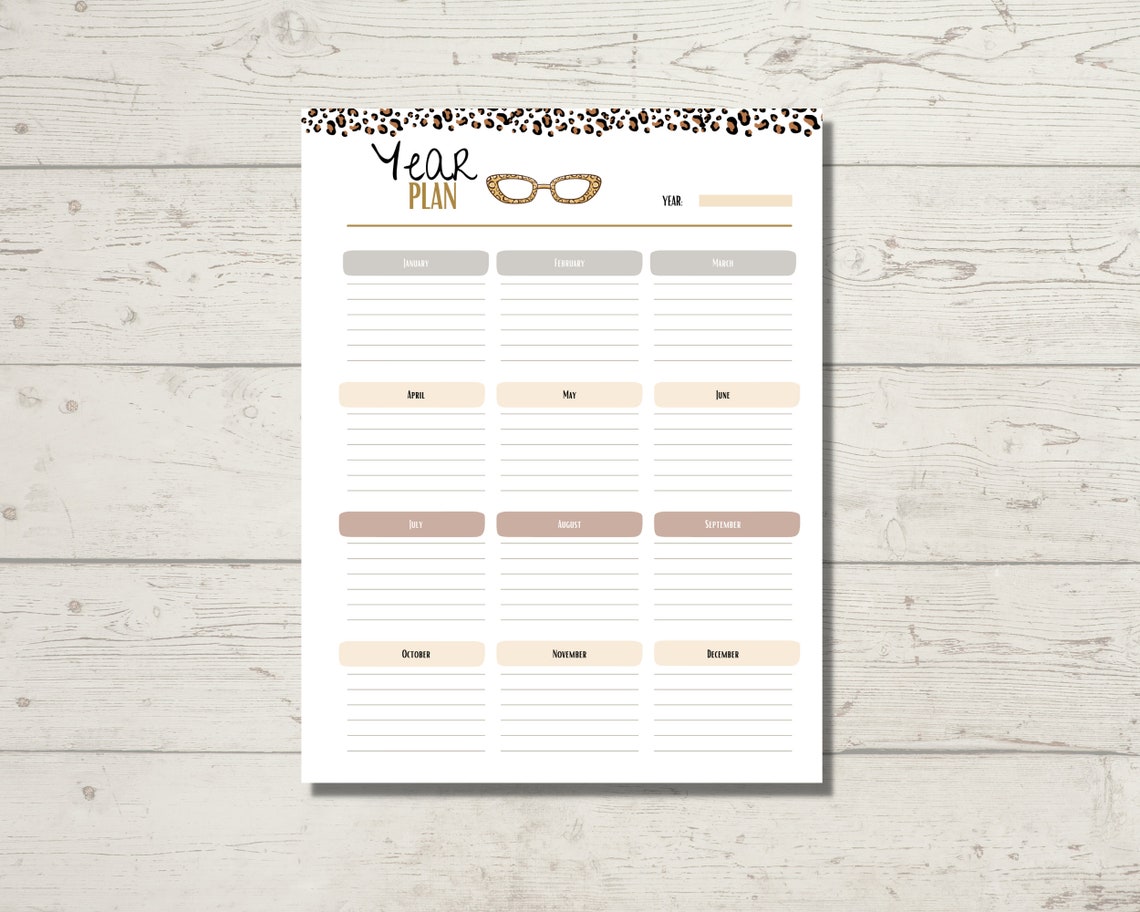 Printable Leopard Daily Weekly Monthly Planner Sheets A4,a5,letter,half ...