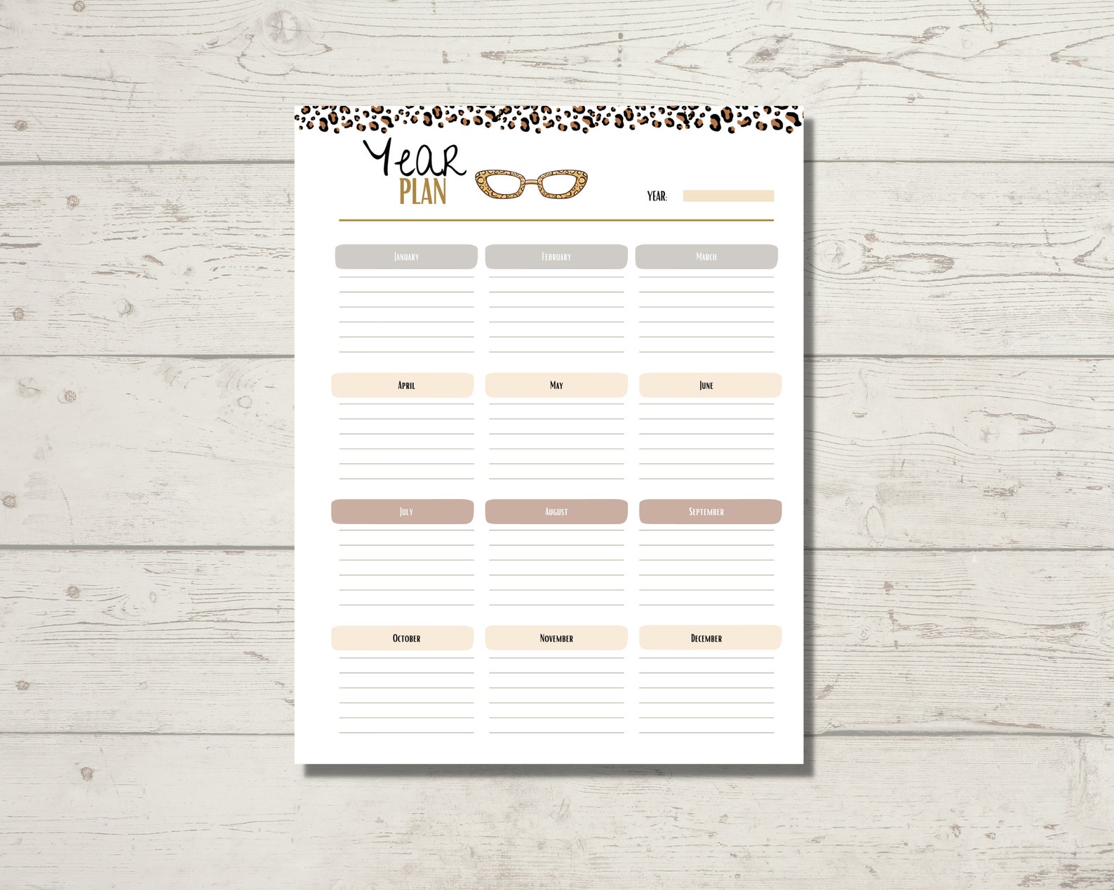 Printable Leopard Daily Weekly Monthly Planner Sheets A4,a5,letter,half ...