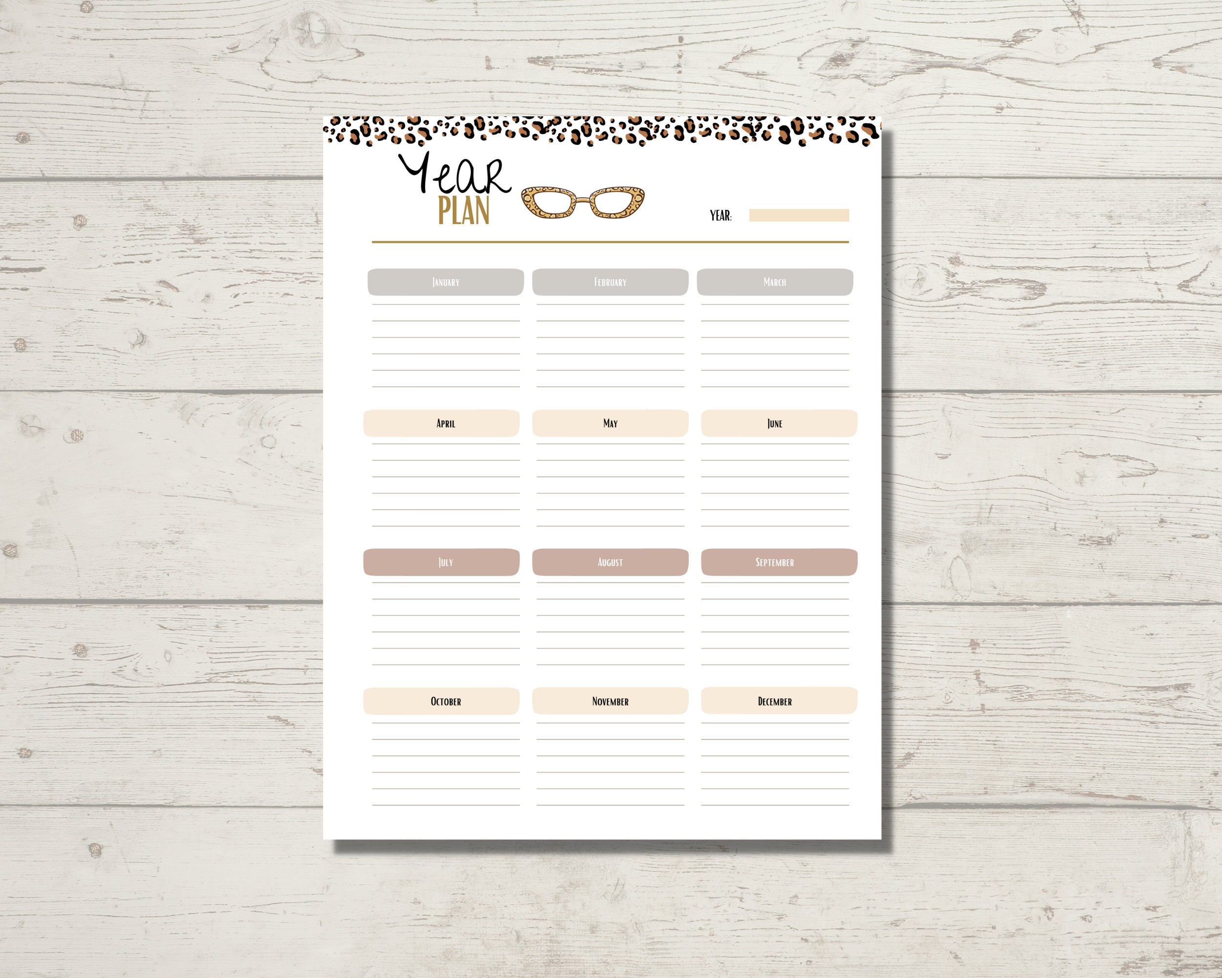 Leopard Print Daily Planner, Weekly, Monthly Sheets (PDF Digital ...