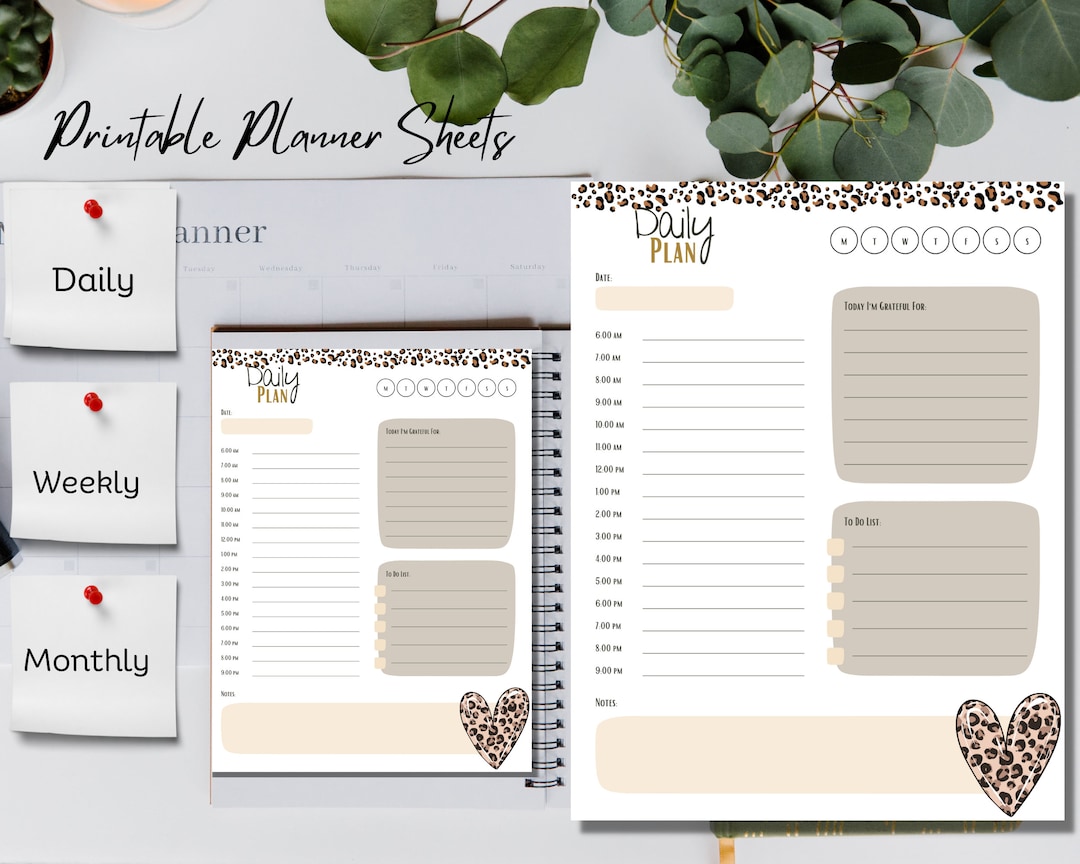 Printable Leopard Daily Weekly Monthly Planner Sheets A4,a5,letter,half ...