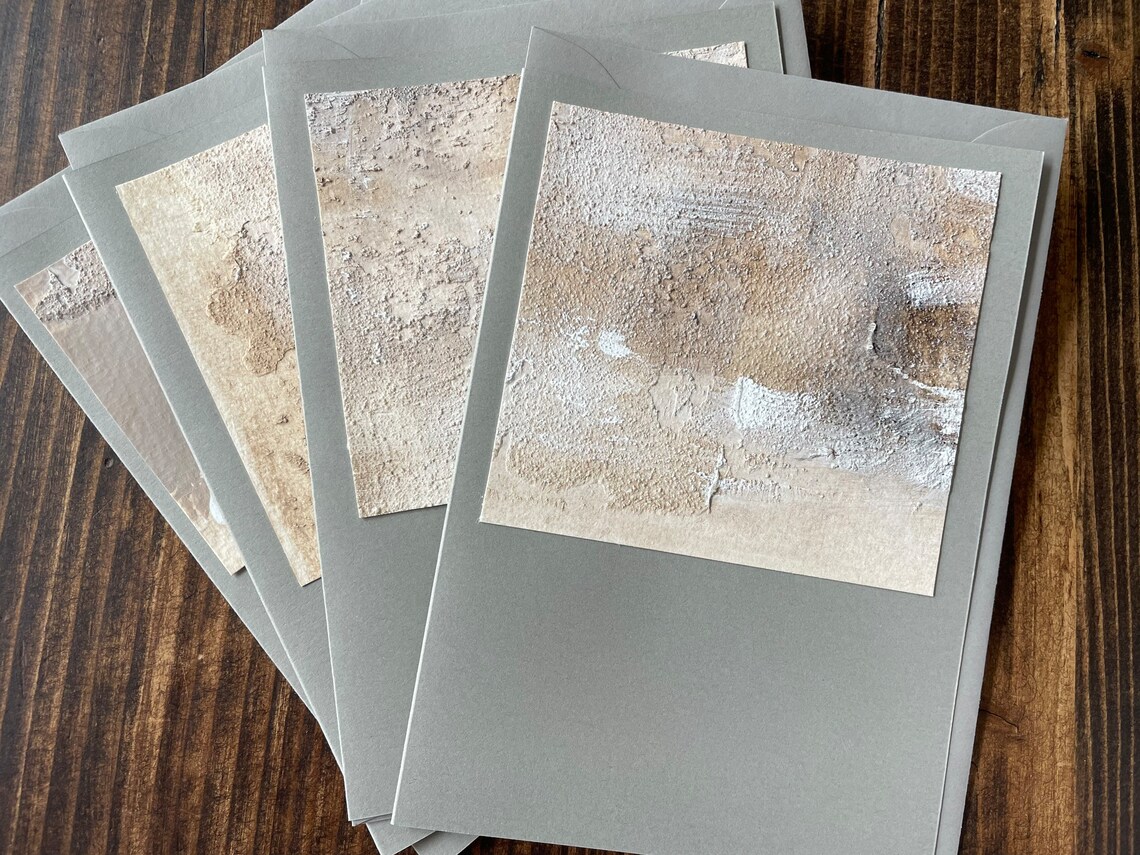 Set of 4 Greeting Cards With Envelopes, Abstract Neutral Motif - Etsy