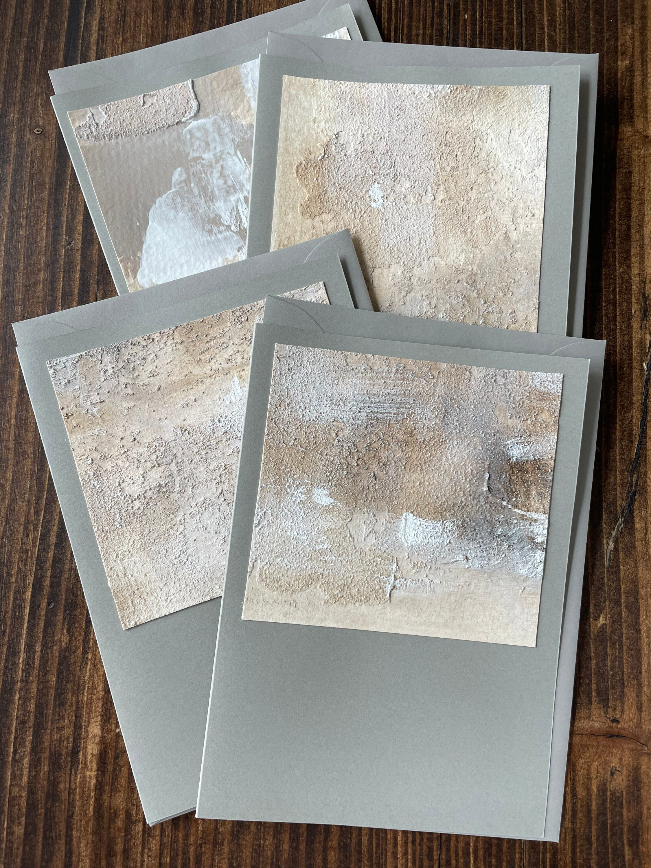 Set of 4 Greeting Cards With Envelopes, Abstract Neutral Motif - Etsy