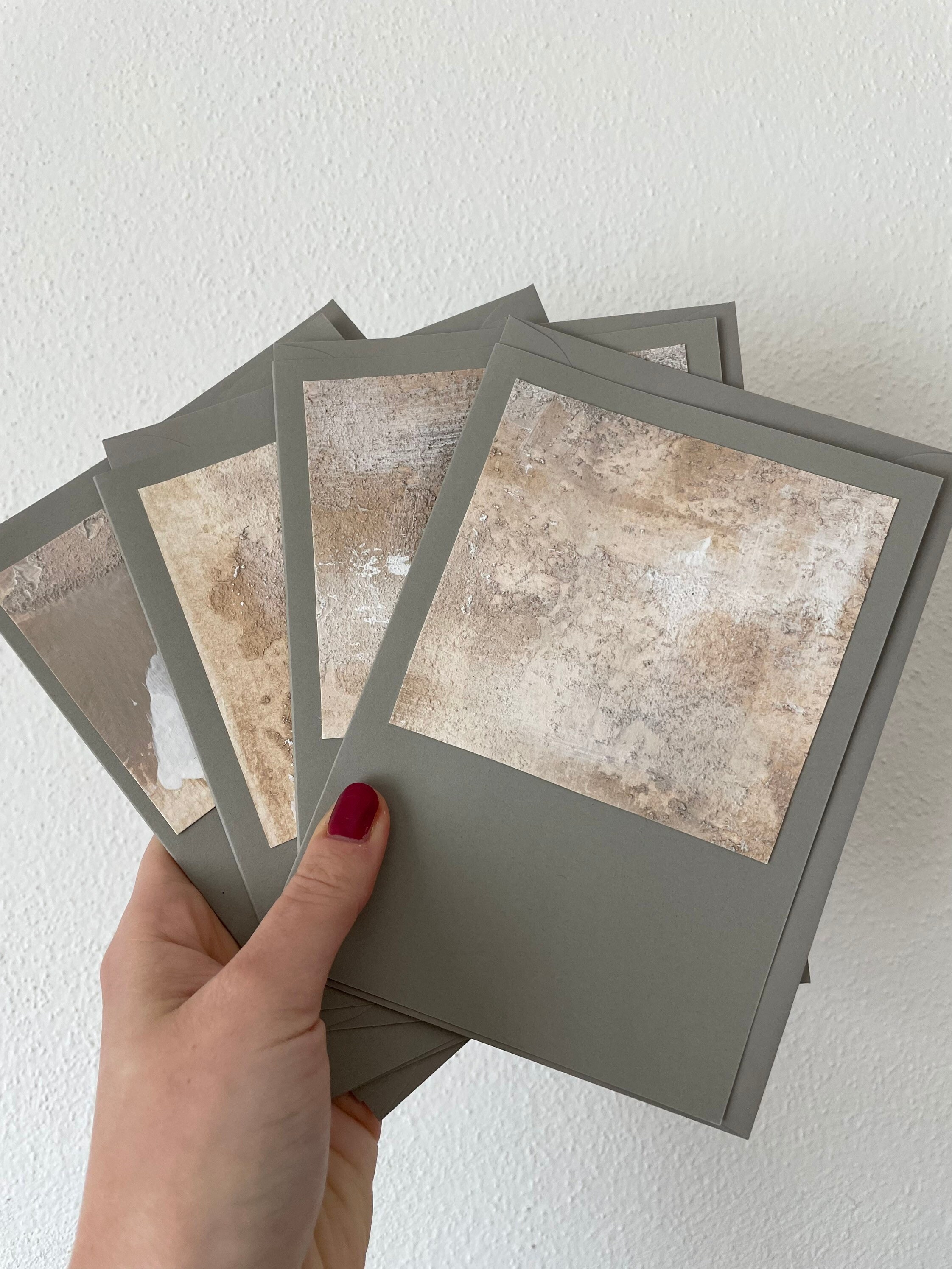 Set of 4 Greeting Cards With Envelopes, Abstract Neutral Motif - Etsy