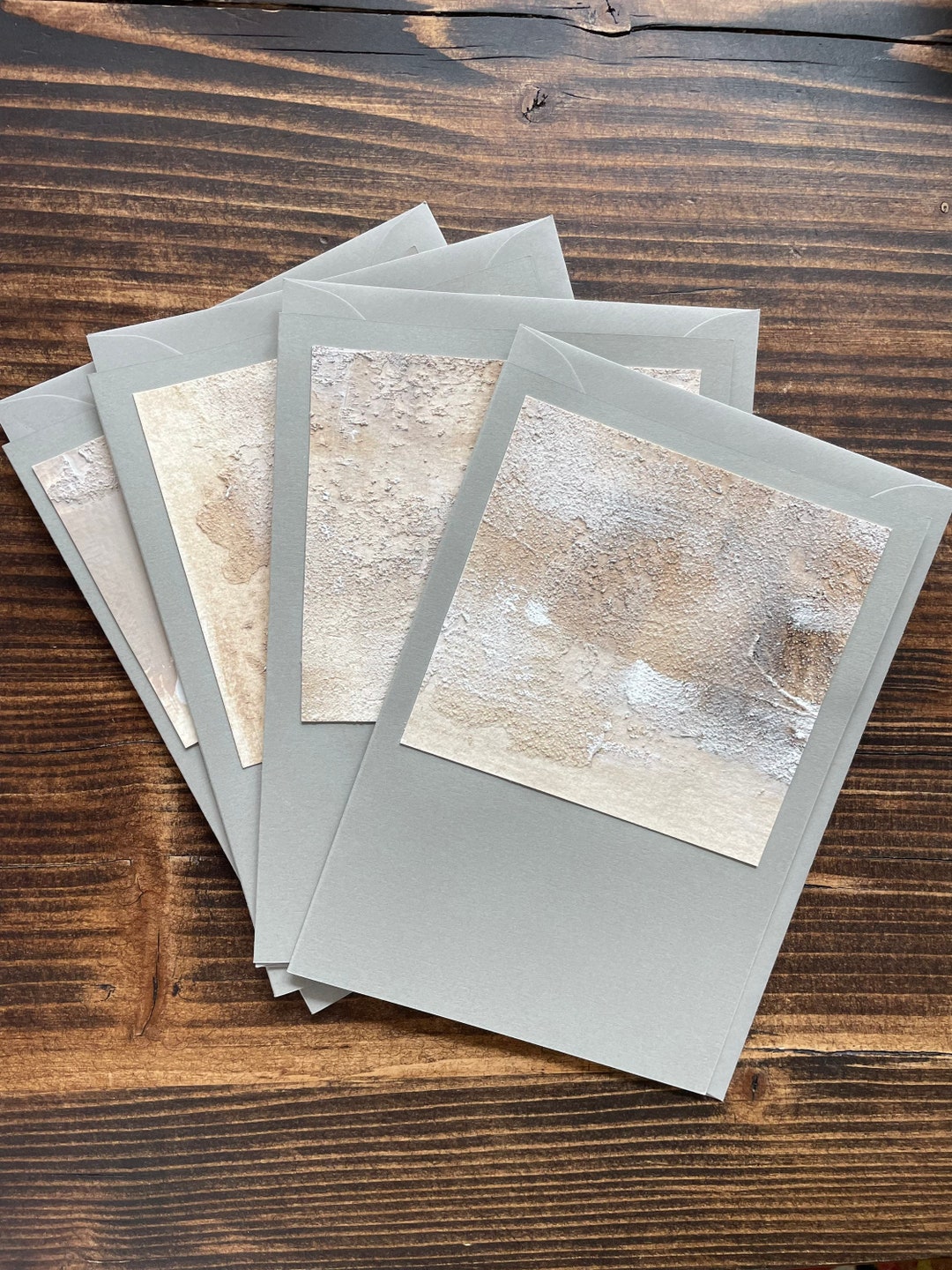 Set of 4 Greeting Cards With Envelopes, Abstract Neutral Motif - Etsy