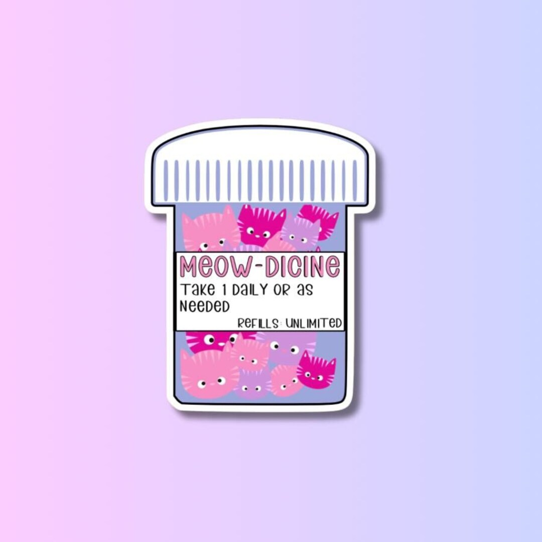 Cute Cat Sticker Vet Med Stickers Decal for Water Bottle, Laptop ...