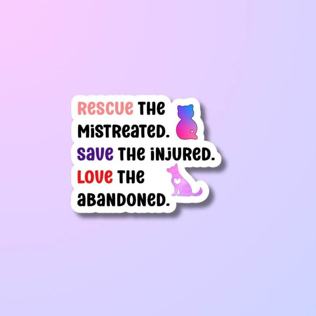 Animal Rescue Sticker Animal Shelter Gift Decal for Water Bottle ...