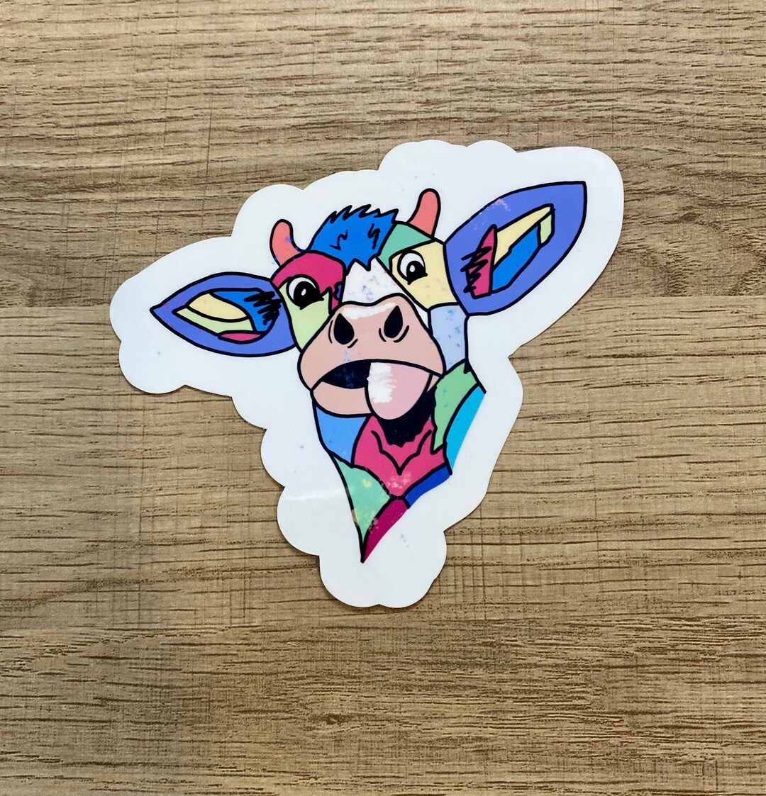 Rainbow Cow Sticker, Waterproof Sticker, Rainbow Cow Sticker, Water ...