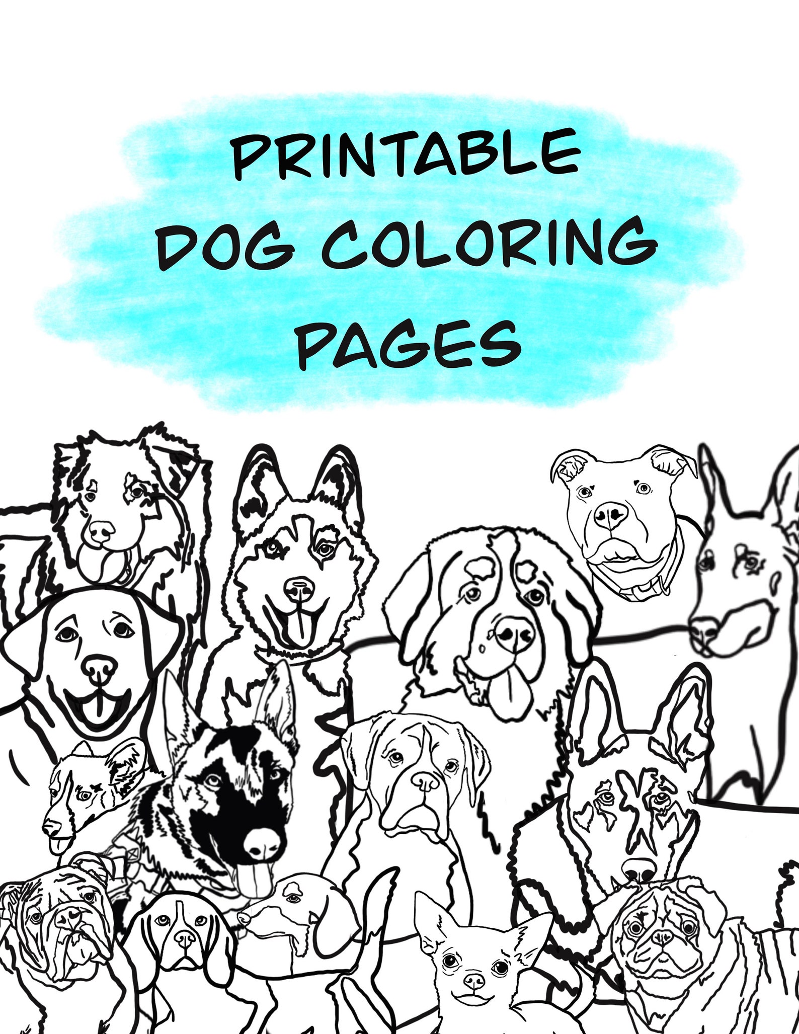 5 Downloadable Dog Coloring Pages, Pitbull Coloring Pages, Bernese ...