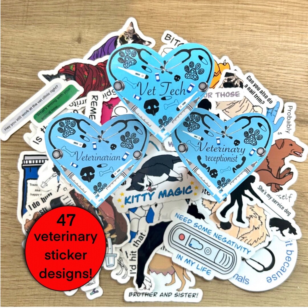 Veterinary Professionals Sticker Pack, Vet Tech Stickers, Cute Vet Med ...