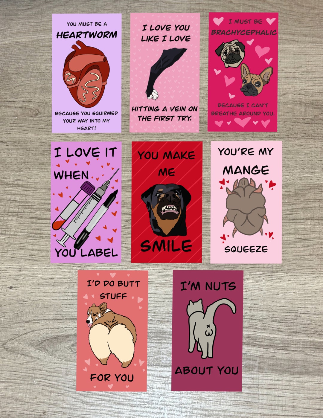 Veterinary Valentine’s Cards, Printable Valentine’s Cards, Digital ...