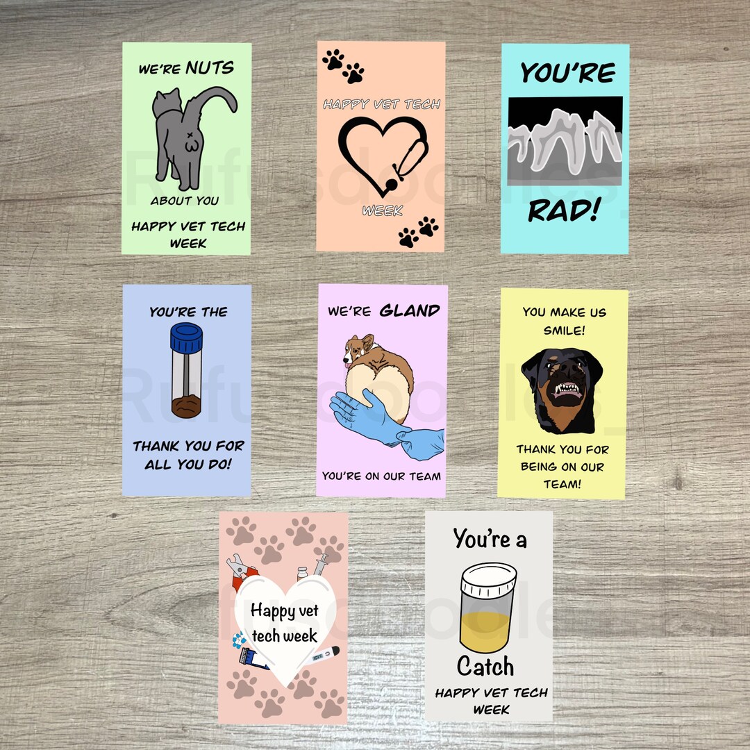 Funny Vet Tech Week Thank You Cards, Digital Download Veterinary Gift ...