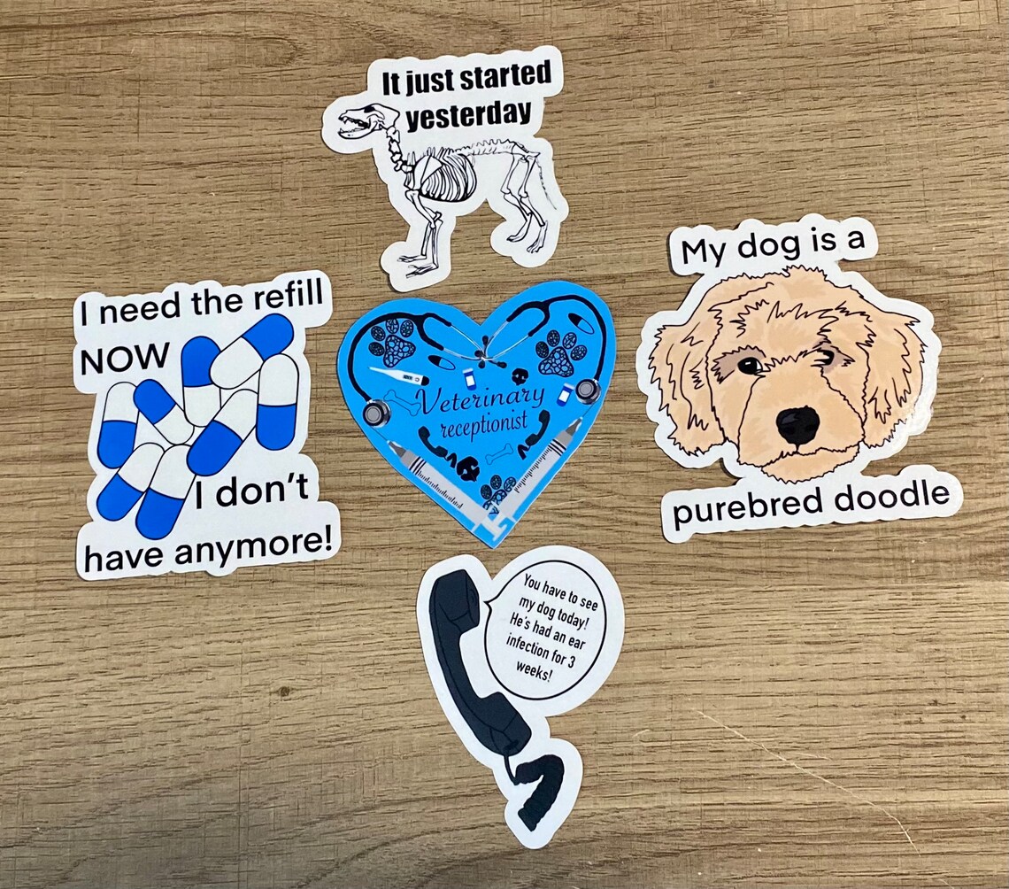 Funny Veterinary Receptionist Sticker Pack, Vet Stickers, Vet Med ...
