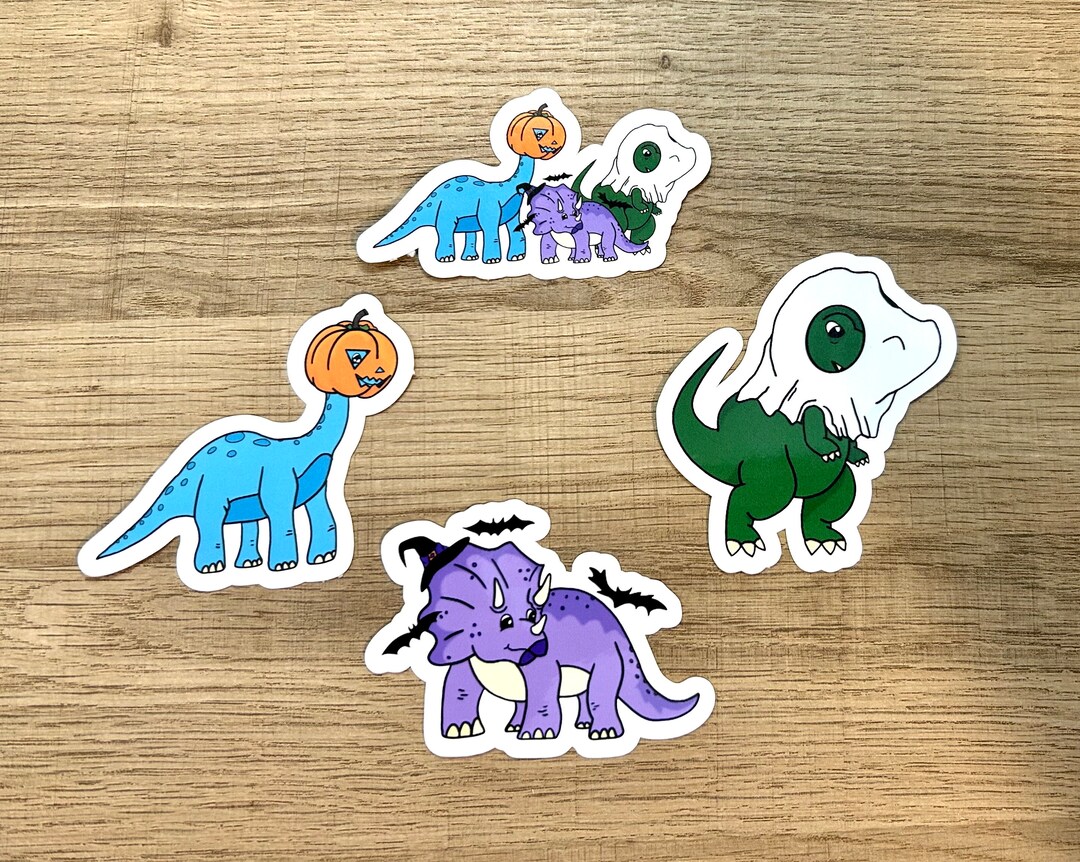 Spooky Dinos Halloween Sticker Pack, Dinosaur Halloween Sticker Pack ...