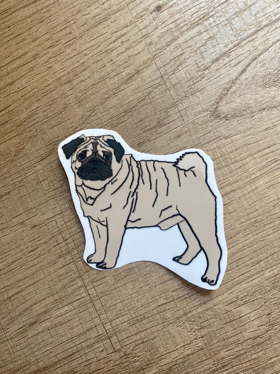 Pug Sticker Waterproof Sticker Pug Laptop Sticker Pug Water - Etsy