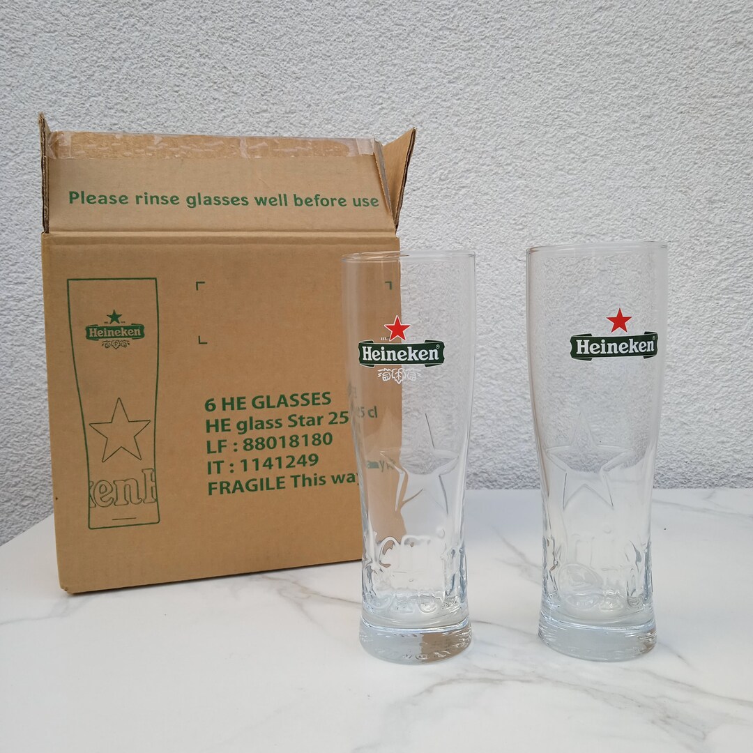 Set of 6 Vintage Heineken Beer Glass, Never Used, Original Box ...