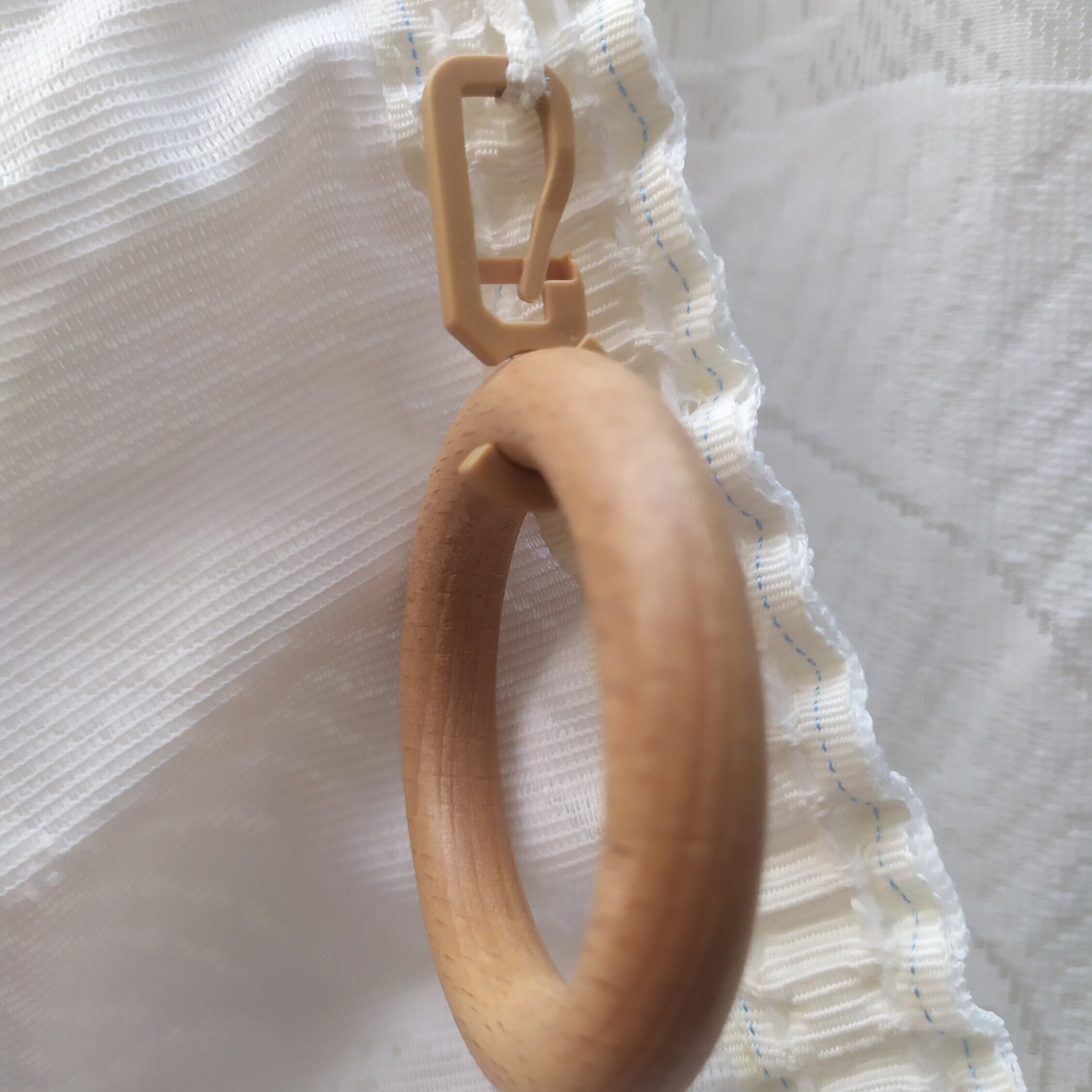 Wood Curtain Rings With Plastic Clips, Vintage Curtain Holders, Cafe ...