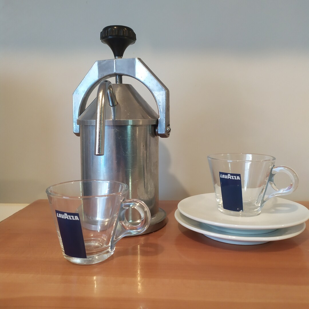 Set of 2 Vintage Lavazza Espresso Glass Cups With White Porcelain ...