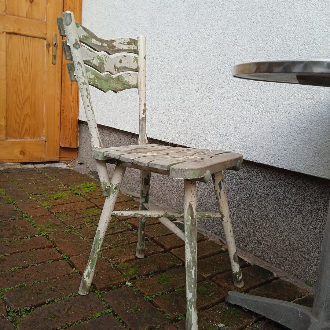 Antique Rustic Primitive Hand-painted Wooden Chair, Vintage Wooden ...