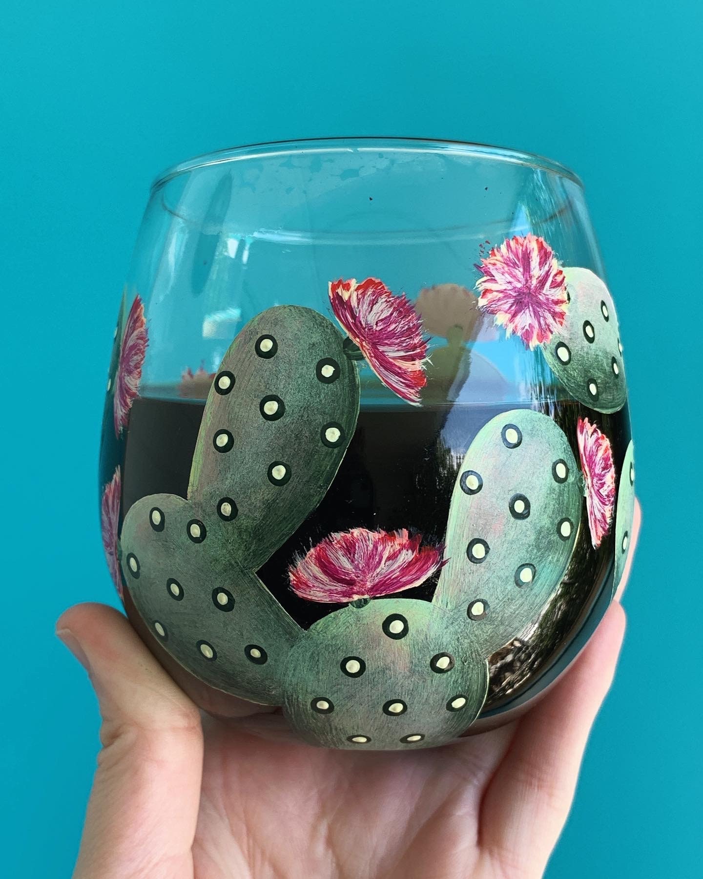Unique, Hand Painted, One of a Kind, Cactus, Wine, Wine Glass, Unique ...