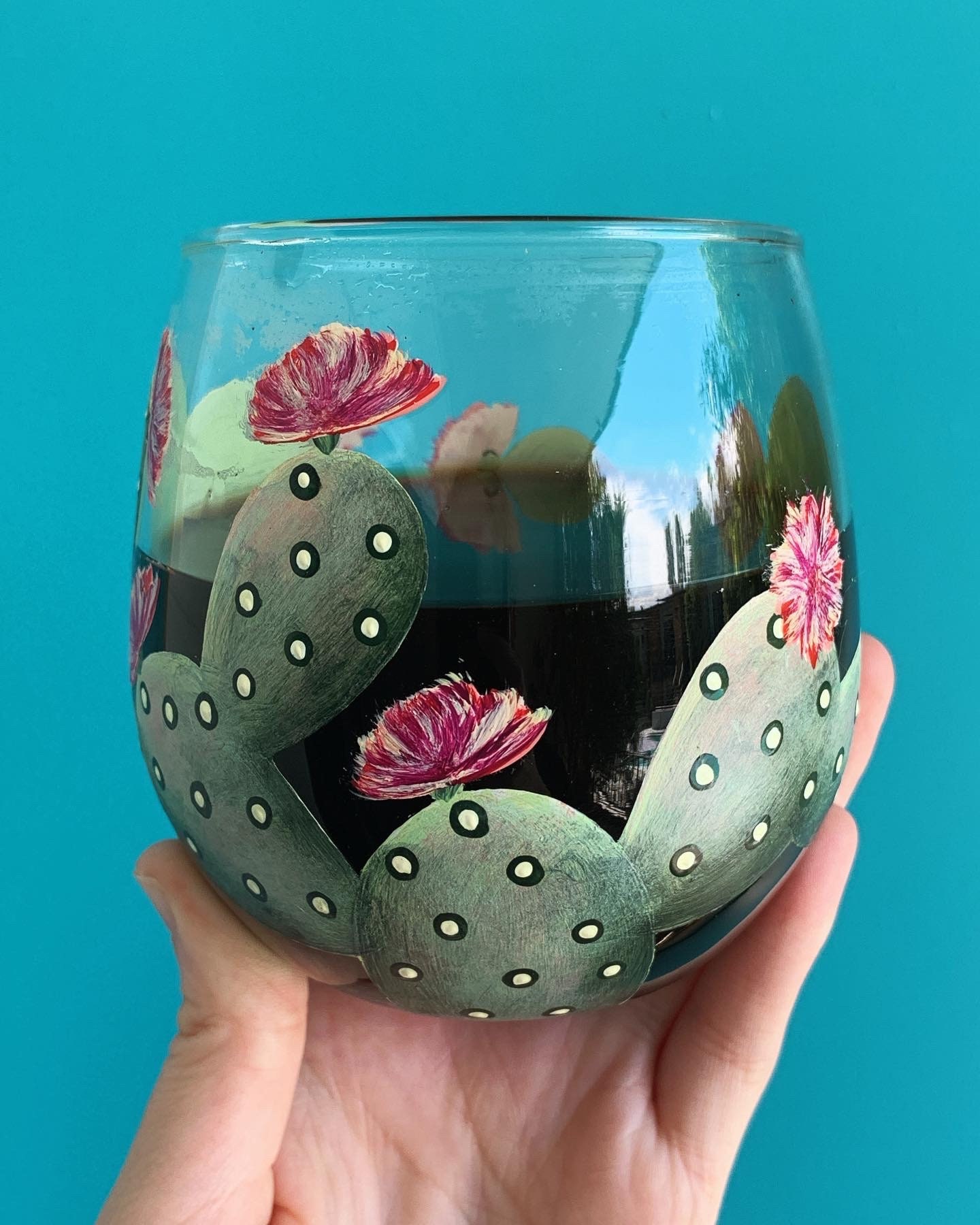 Unique, Hand Painted, One of a Kind, Cactus, Wine, Wine Glass, Unique ...