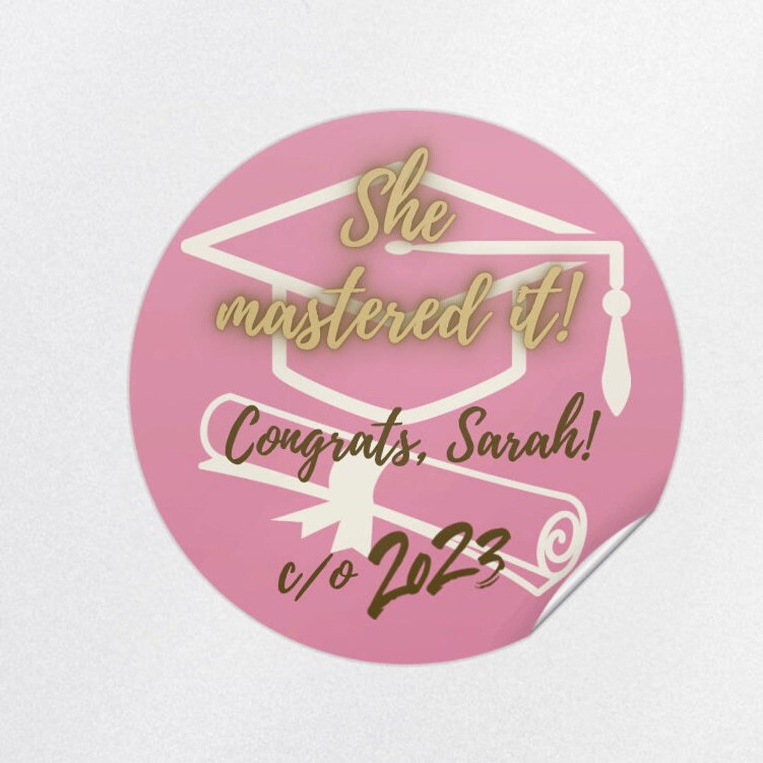 She Mastered It Graduation Cup Stickers Custom Party Favors - Etsy