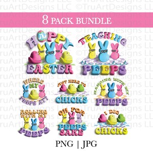 Easter Peeps PNG Bundle, Easter Bunny Png, 8 Pack Sublimation Bundle ...
