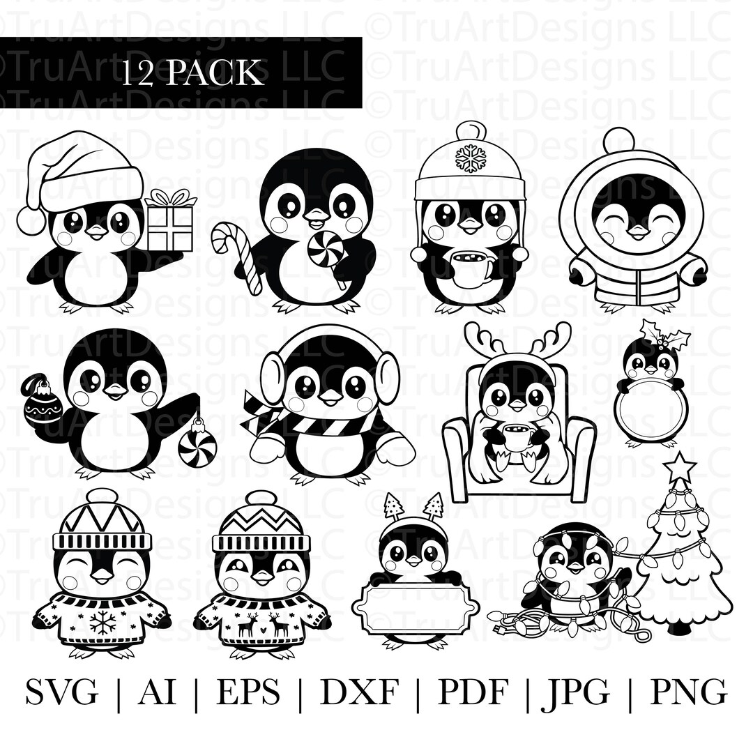 Penguin Svg, Christmas Penguin Bundle, Winter Penguin, Cute Baby ...