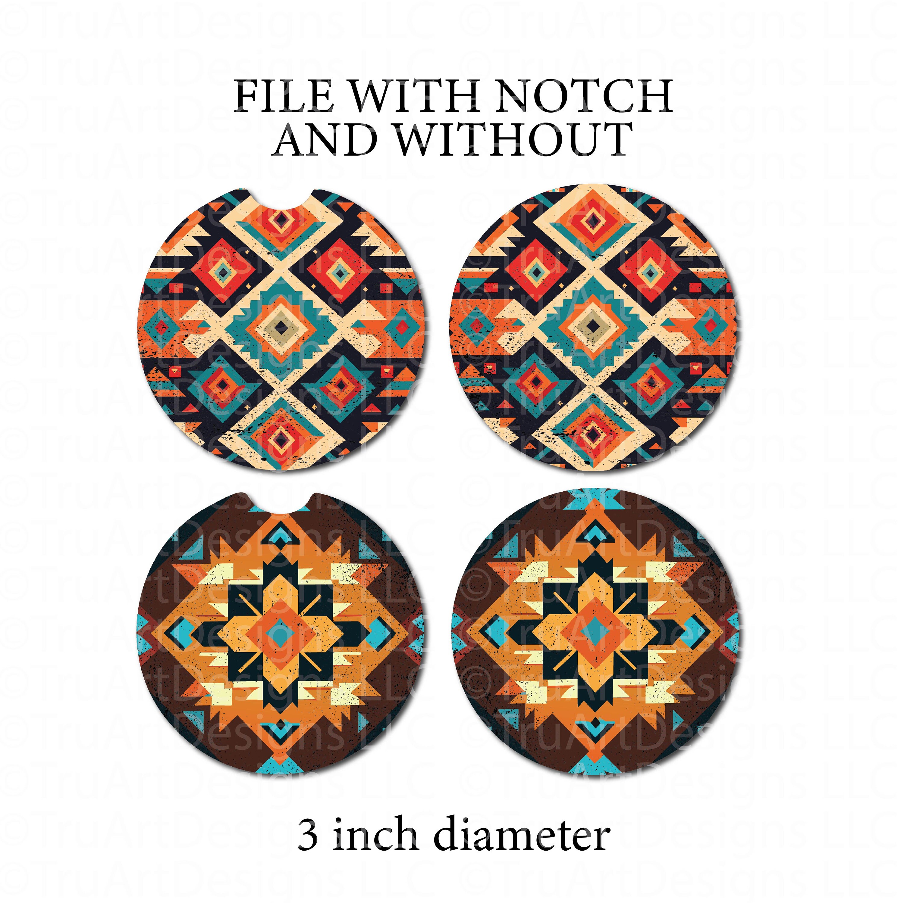 Car Coaster Sublimation Design Bundle, Southwest Pattern Car Coaster ...