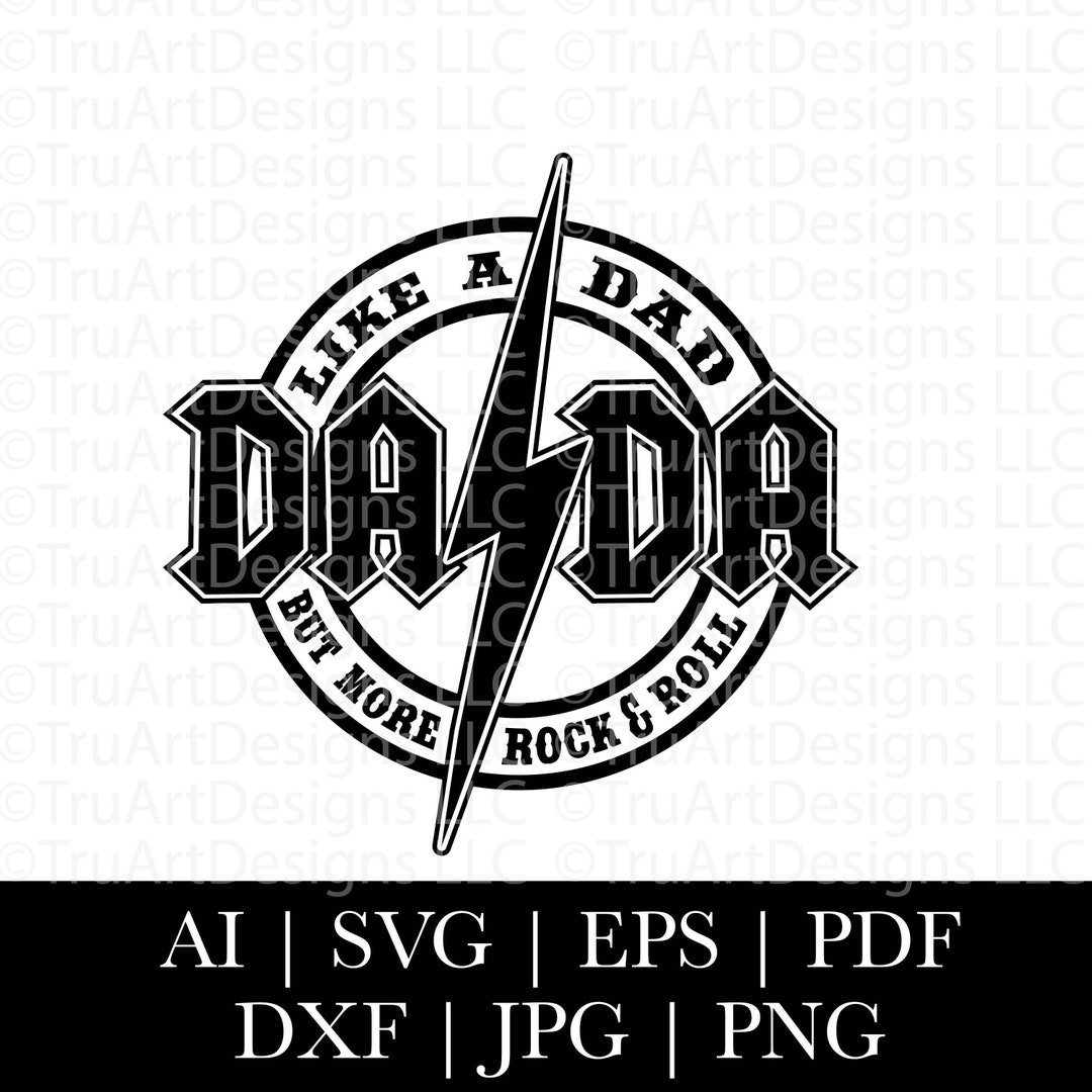 Dad SVG, Dada Rock and Roll Dad PNG, Rock Guitar, Music, Dad Rocks ...