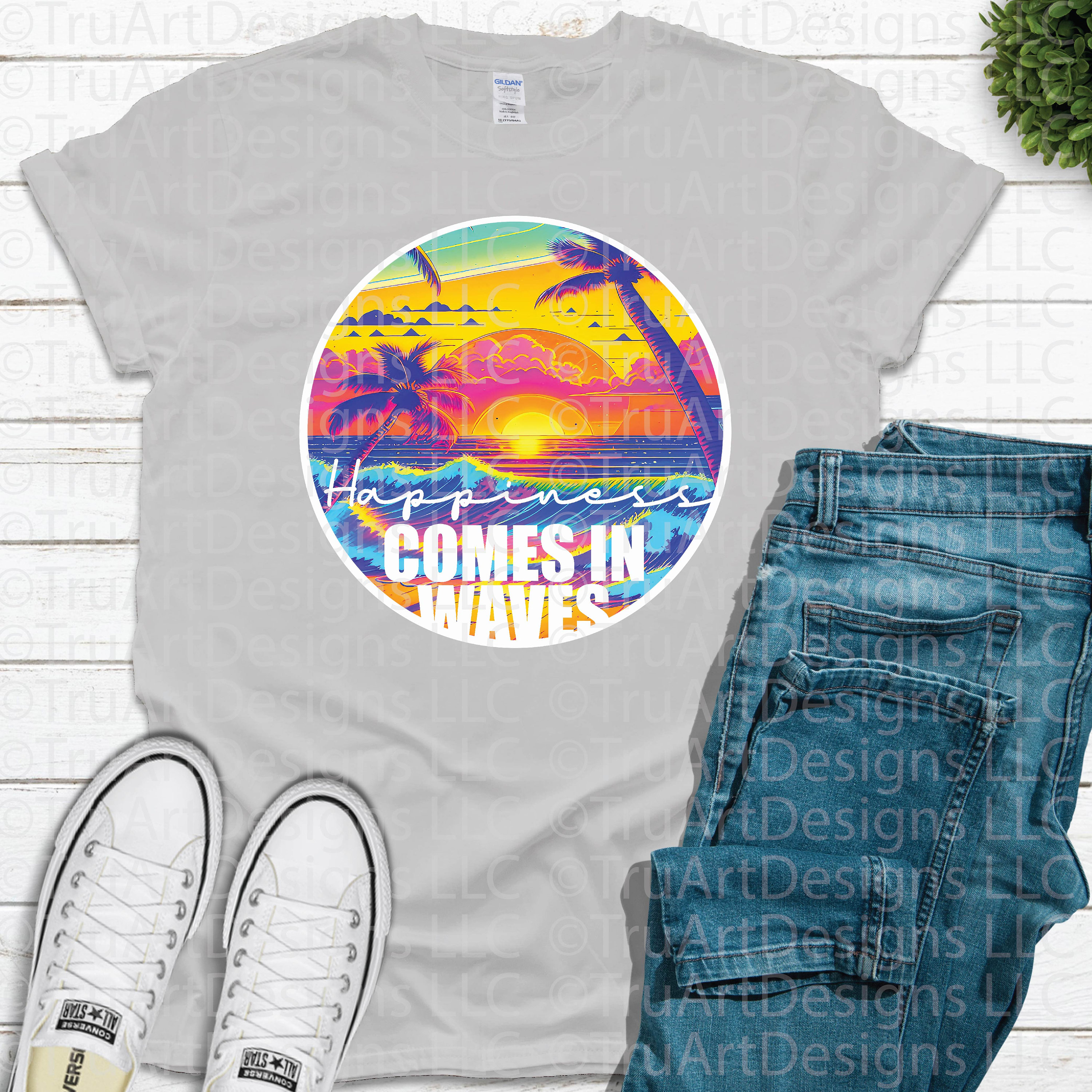 Summer Png Happiness Comes in Waves Png Beach Sublimation - Etsy