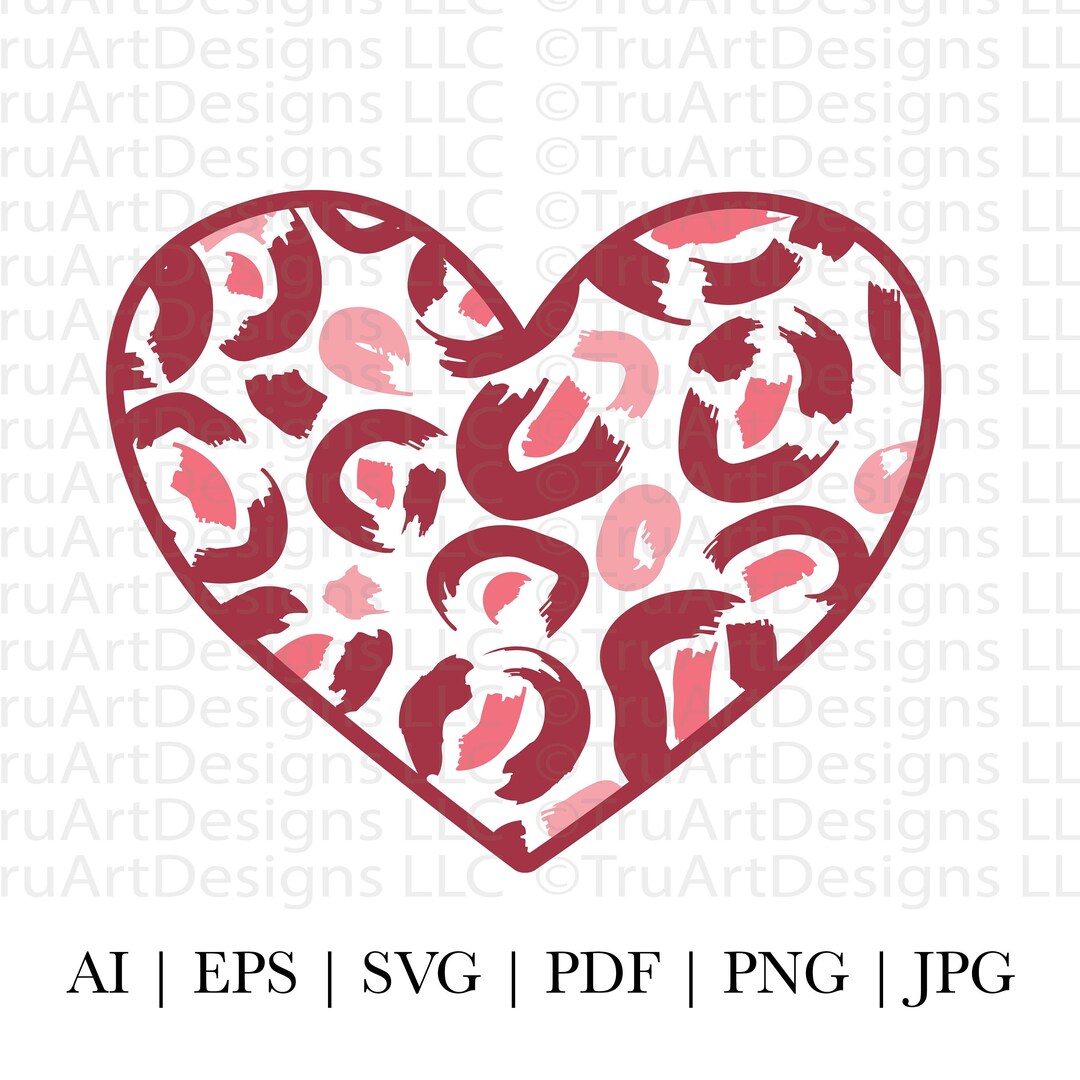 Leopard Print Heart Svg, Leopard Pattern Heart Png, Heart Background ...