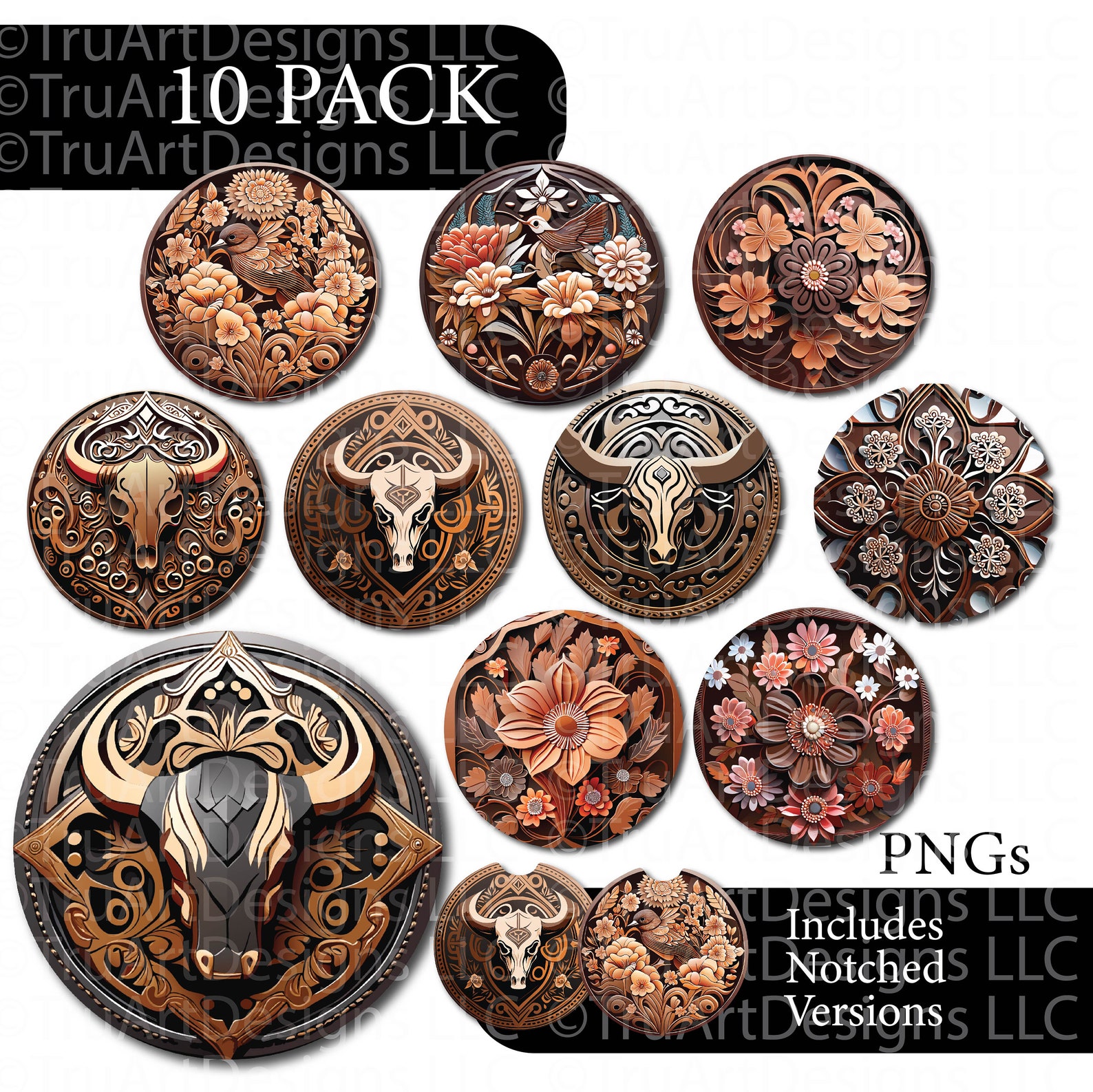 Car Coaster Sublimation Design Bundle, Western Car Coaster Png, Carved ...
