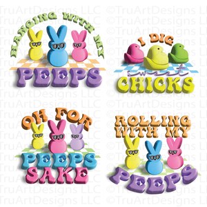 Easter Peeps PNG Bundle, Easter Bunny Png, 8 Pack Sublimation Bundle ...