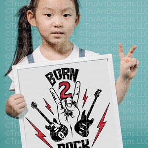 Born 2 Rock Svg, Born Two Rock Png, Born to Rock 2nd Birthday Artwork ...