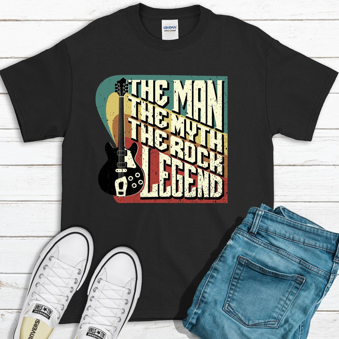Rock N Roll Design for Him, the Man the Myth the Legend, Mens Retro ...