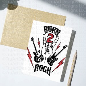 Born 2 Rock Svg, Born Two Rock Png, Born to Rock 2nd Birthday Artwork ...