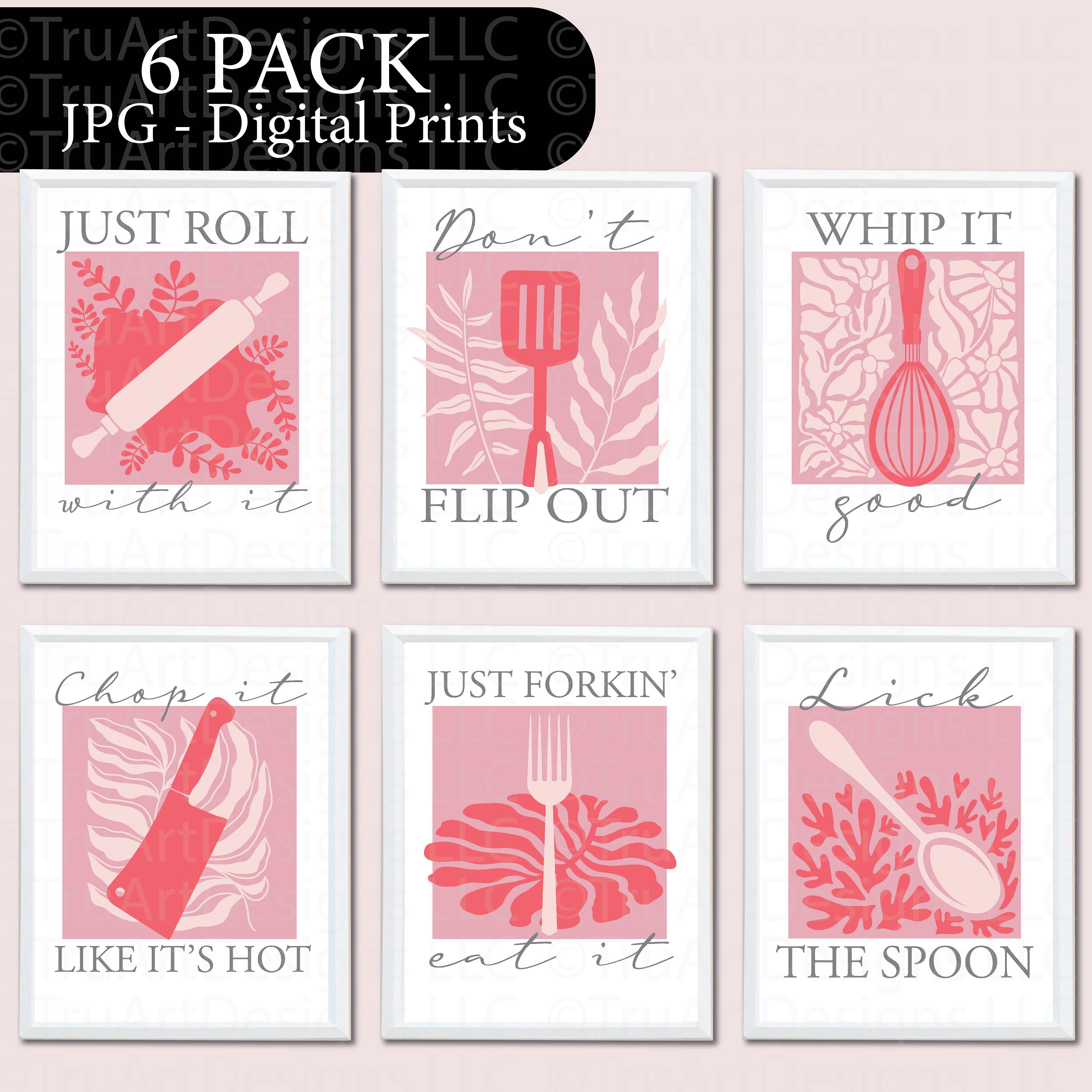 Cooking Prints, Kitchen Wall Art, Gallery Wall Set of 6, Printable Wall ...