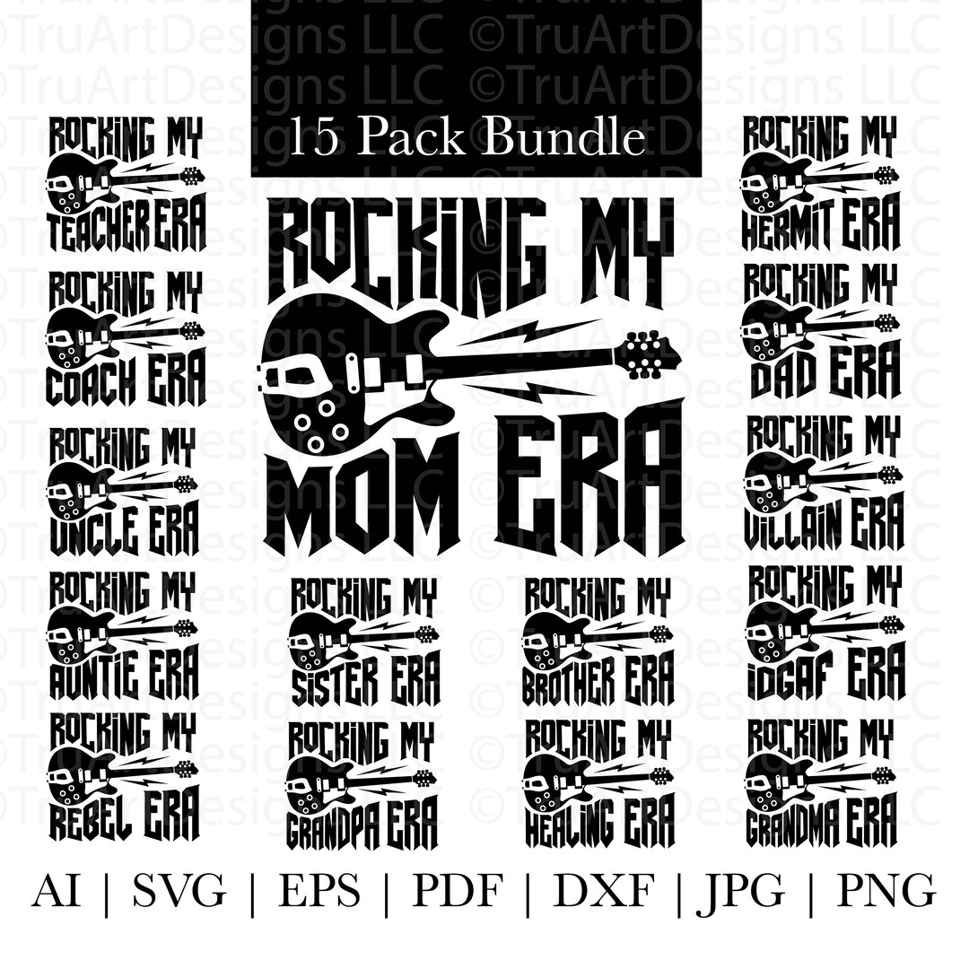 Rocking Era SVG Bundle, 15 Pack PNG Bundle, Rock and Roll Mom PNG, Rock ...