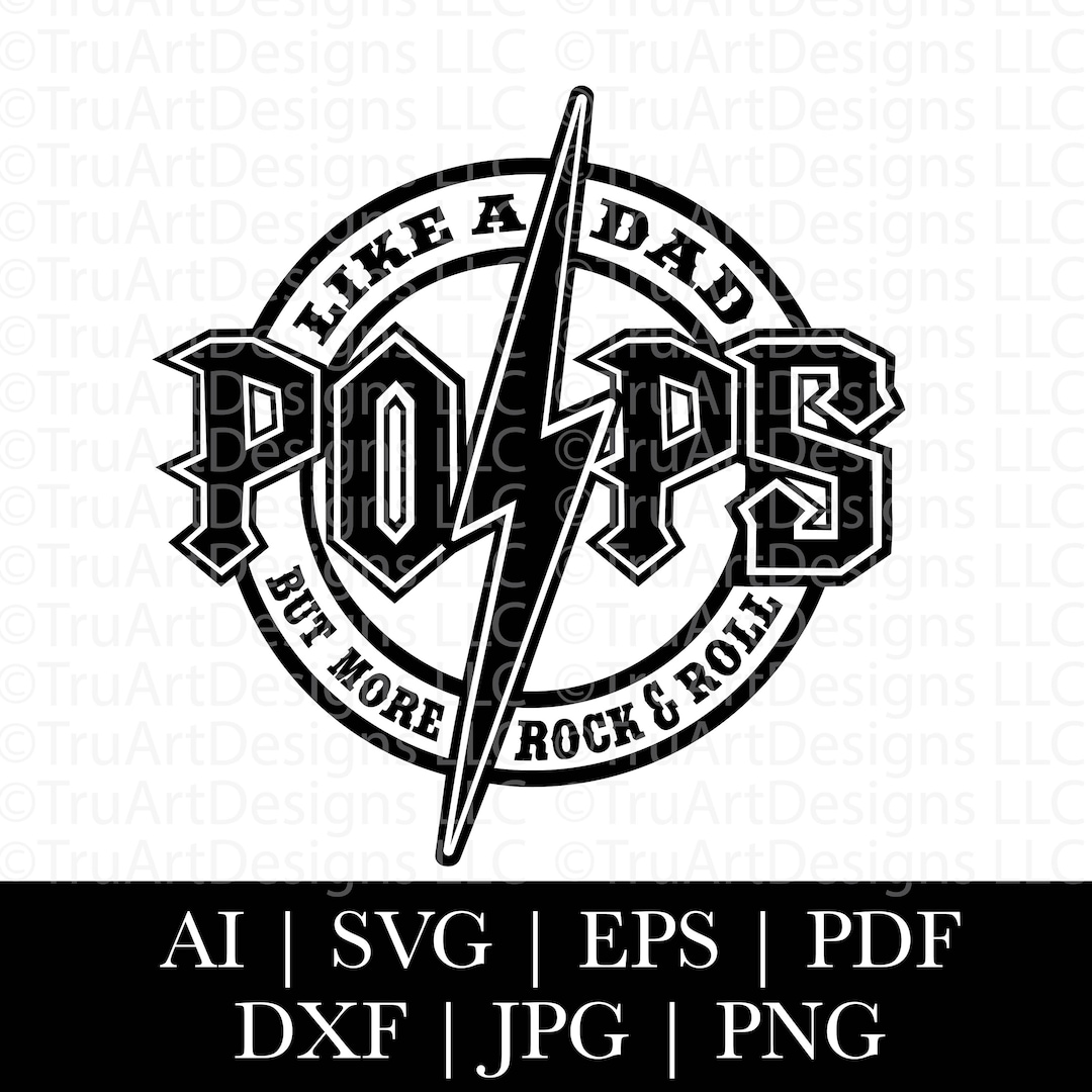 Dad SVG, Pops Rock and Roll Dad PNG, Rock Guitar, Music, Dad Rocks ...
