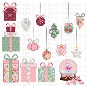 Coquette Christmas Pink Christmas Christmas Elements PNG Bundle Cute ...