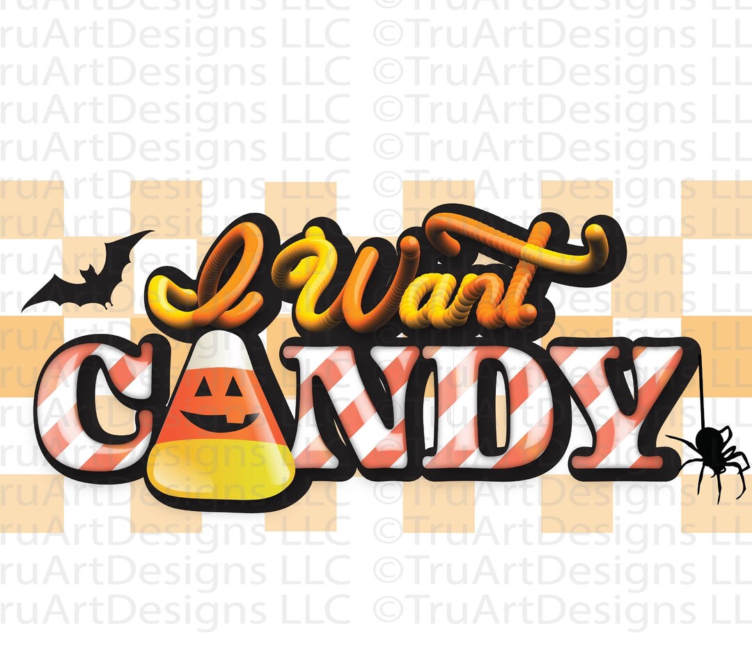 Halloween Treat Bag PNG, Halloween Png, I Want Candy Check, DTF ...