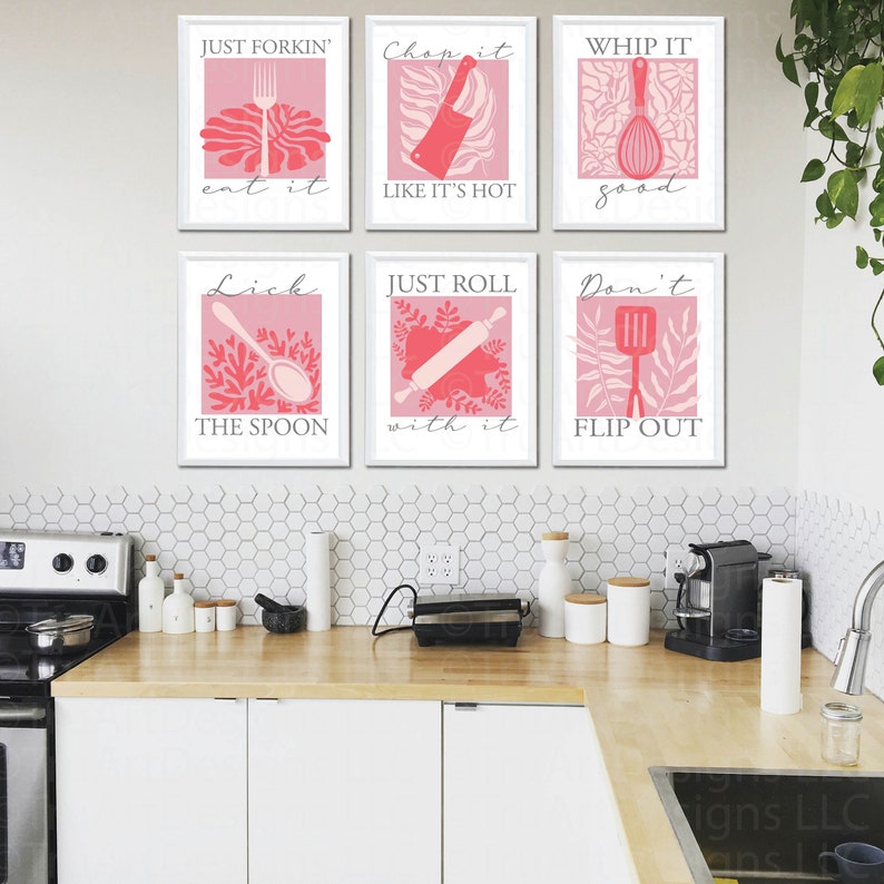 Cooking Prints, Kitchen Wall Art, Gallery Wall Set of 6, Printable Wall ...