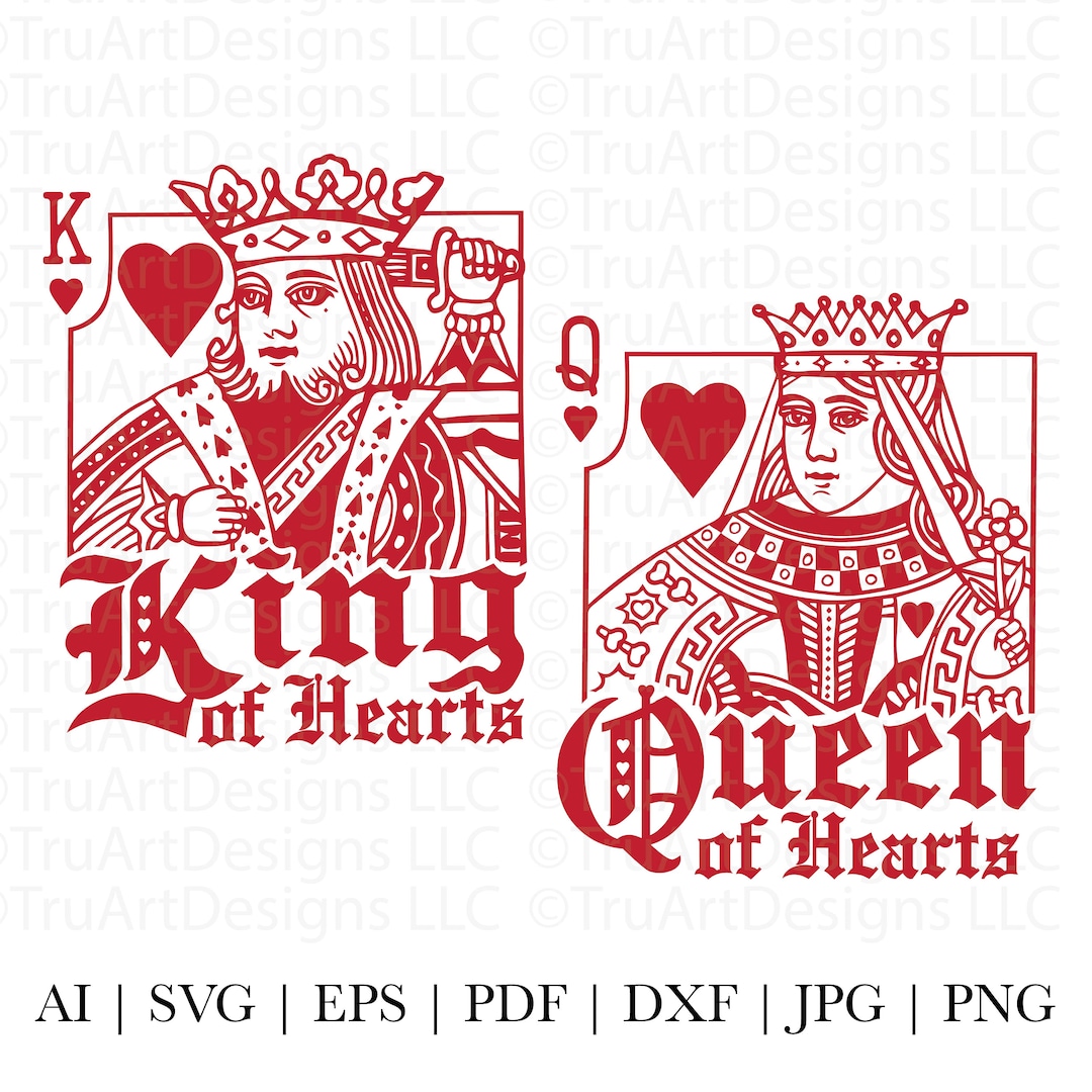 King and Queen of Hearts Svg, Valentine's Day Svg, Couples Png, Hearts ...