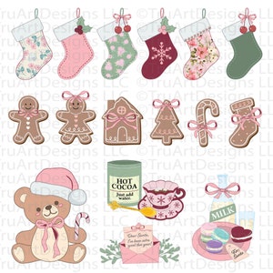 Coquette Christmas Pink Christmas Christmas Elements PNG Bundle Cute ...