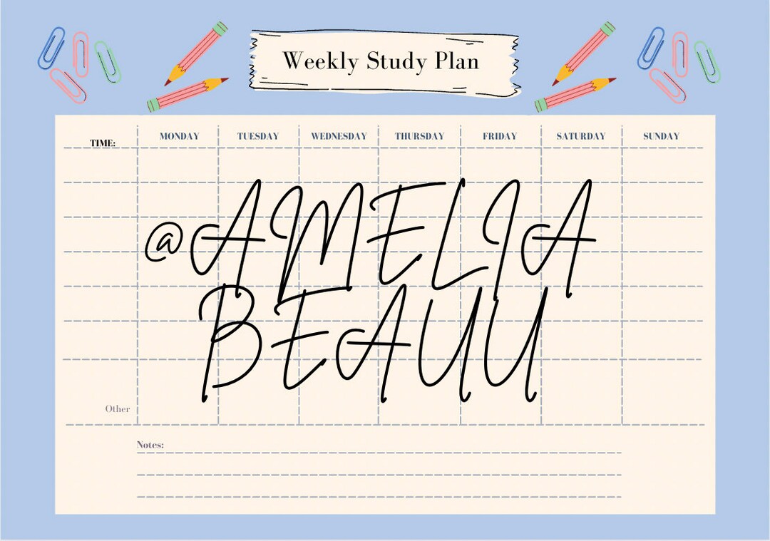 Digital Weekly Study Planner canva - Etsy