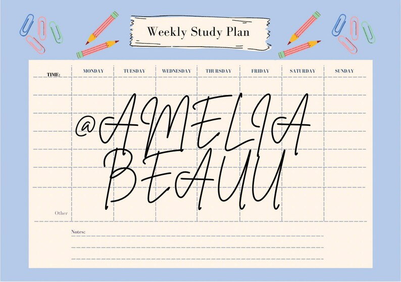 Digital Weekly Study Planner canva - Etsy