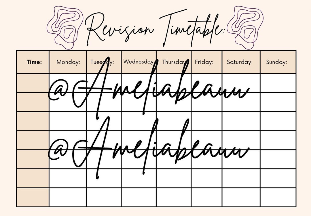 Digital Revision Timetable canva - Etsy
