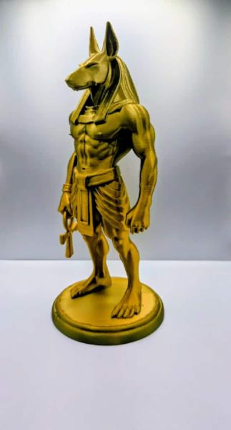 Egyptian Anubis Statue | 3D Printed Gold Jackal God Figurine | Ancient ...