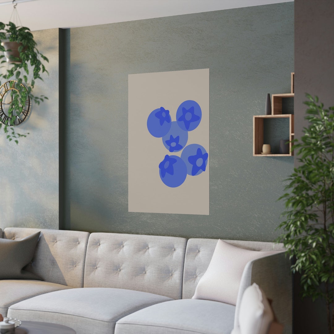 Blueberry Fruit Art Abstract Poster Wall Piece for Kitchen / Upscale ...